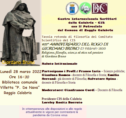 422° anniversario del rogo di Giordano Bruno - Cis - blog